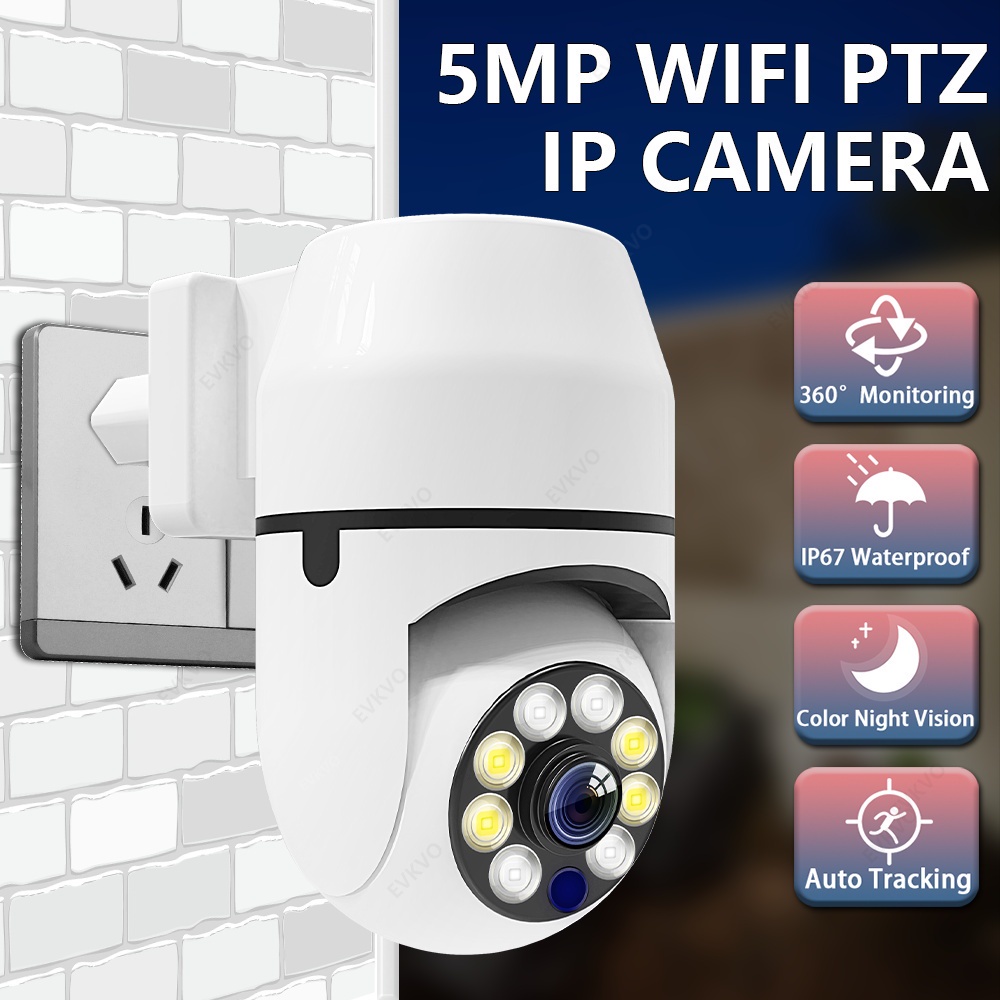 5MP CCTV Camera Wireless Wall Socket 360° WIFI PTZ IP Humanoid ...