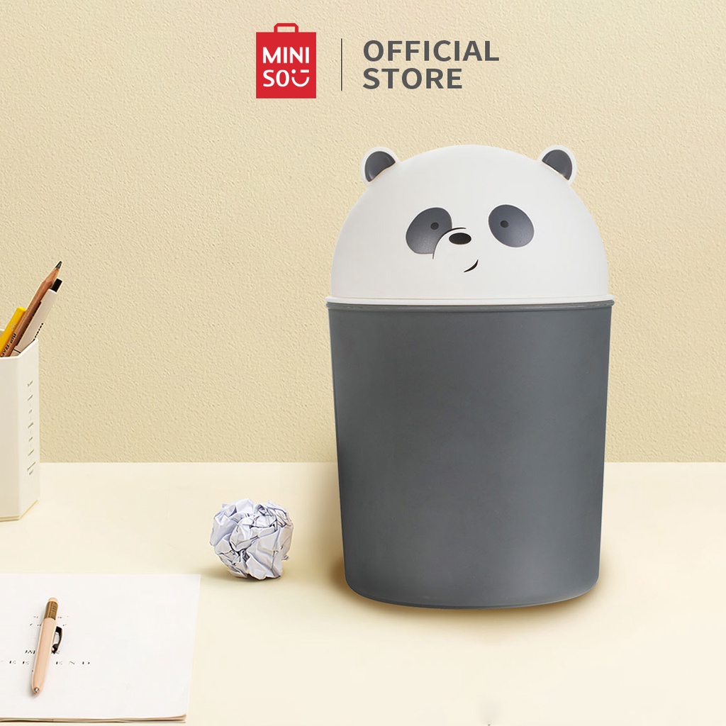 MINISO - We Bare Bear Small Trash Can Plastic Waste Basket Box Mini ...