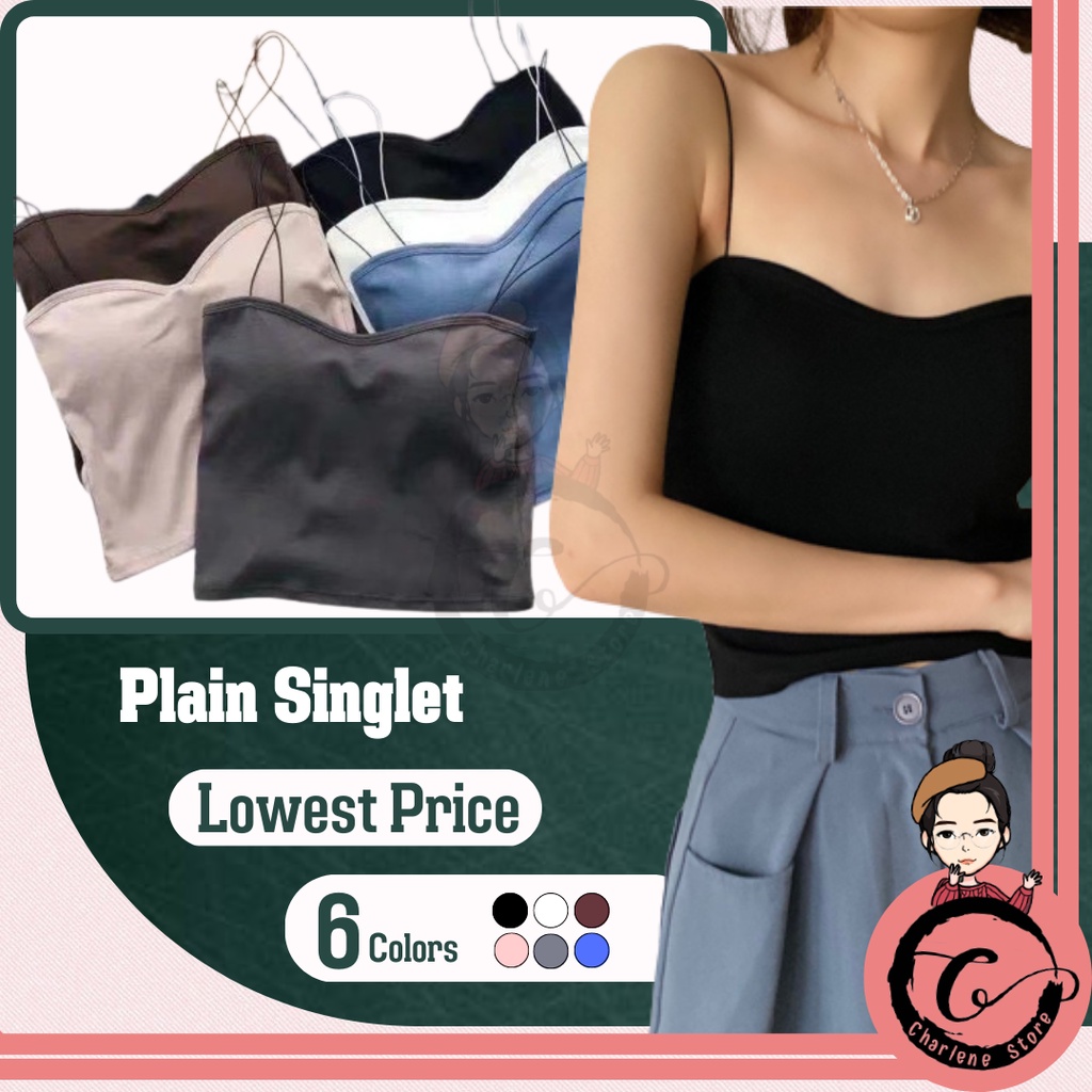 Ready Stock Stretchable Singlet Top Bralet Comes With Padding Camisole ...