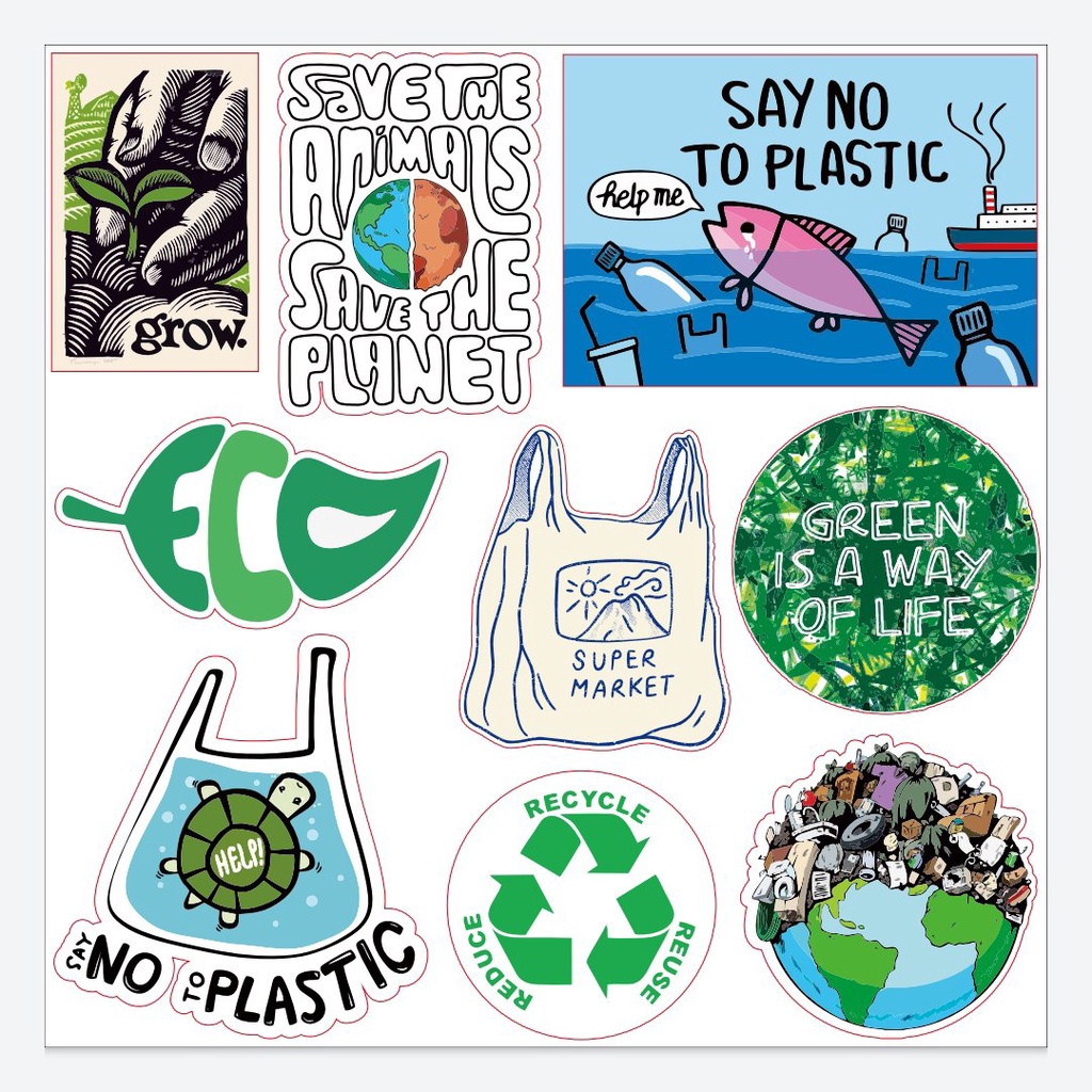 Go Green Save Earth Recycle Pack Sticker No Plastic | Shopee Malaysia