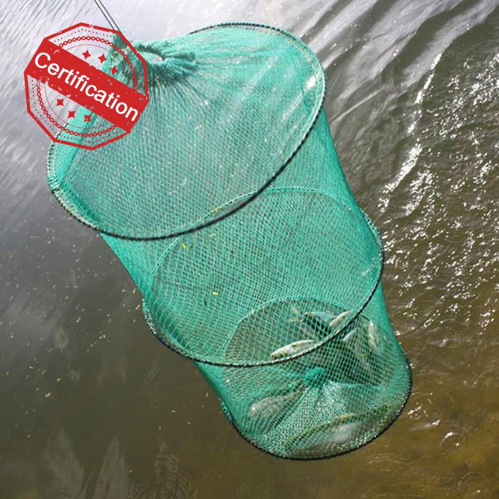 Folding Round Nylon Mesh Metal Frame Crab Fishing Net Accessory Bait ...