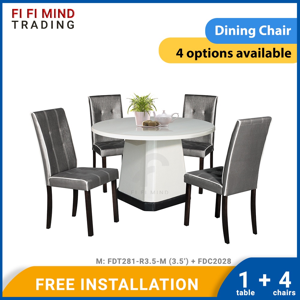 Toborrin Round Marble Dining Set/ Marble Dining Table Set/ Meja Makan 6 ...