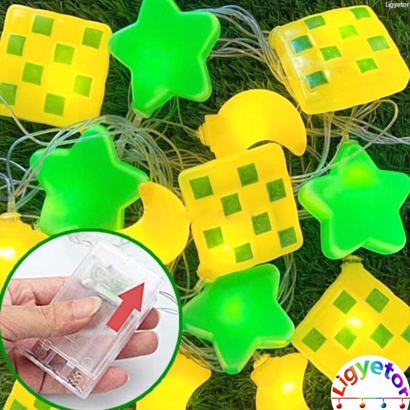 Ligyetor Lampu Raya Ketupat LED Eid Star Moon Fairy String Light ...