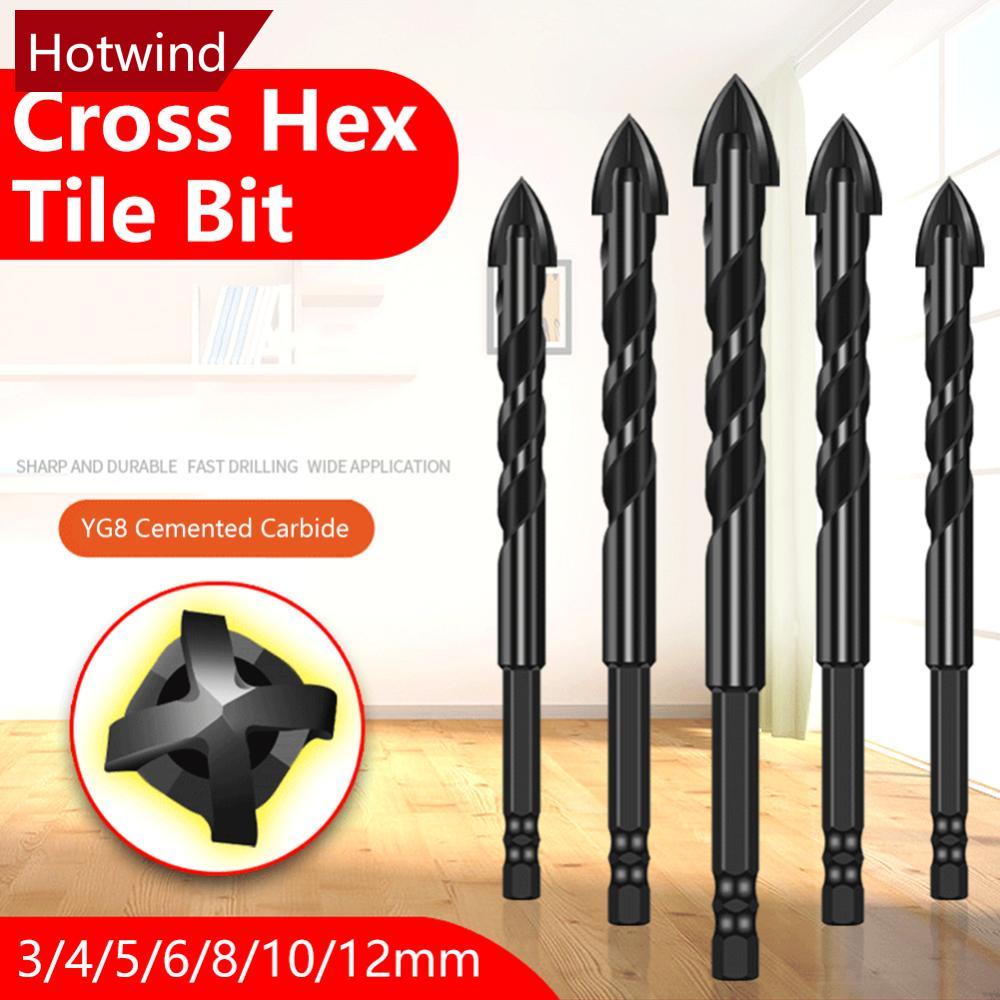 HOTWIND 3-12mm Cross Hex Tile Drill Bits for Glass Ceramic Concrete Hole Opener YG8 Hard Alloy ...