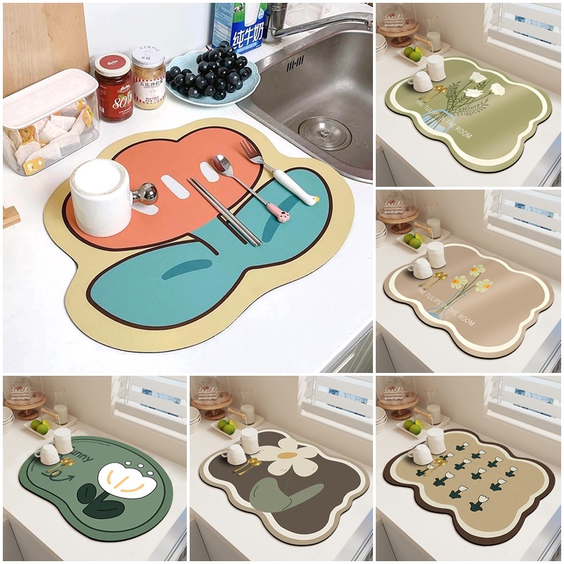 Kitchen Water Absorbent Mat Creative Tulip Drain Pad Desktop Heat ...