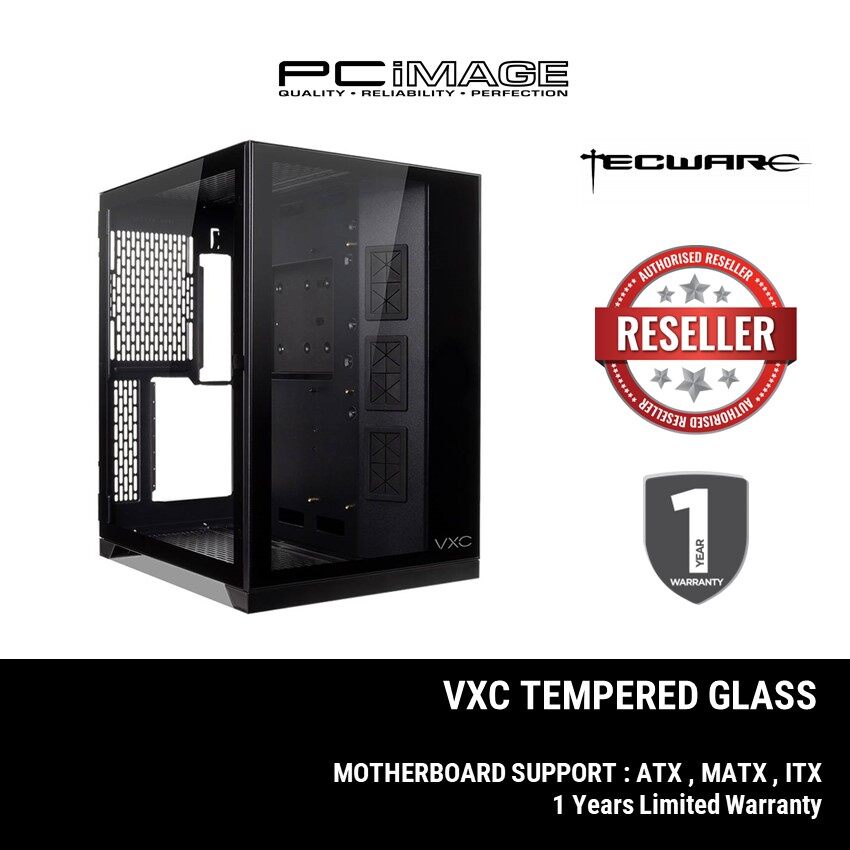 TECWARE VXC TG TEMPERED GLASS DUAL CHAMBER ATX CASING CHASSIS - BLACK ...