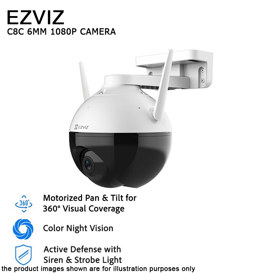 EZVIZ C8C 2MP 6mm 1080P Outdoor WiFi Pan/Tilt Color Night Smart Home ...