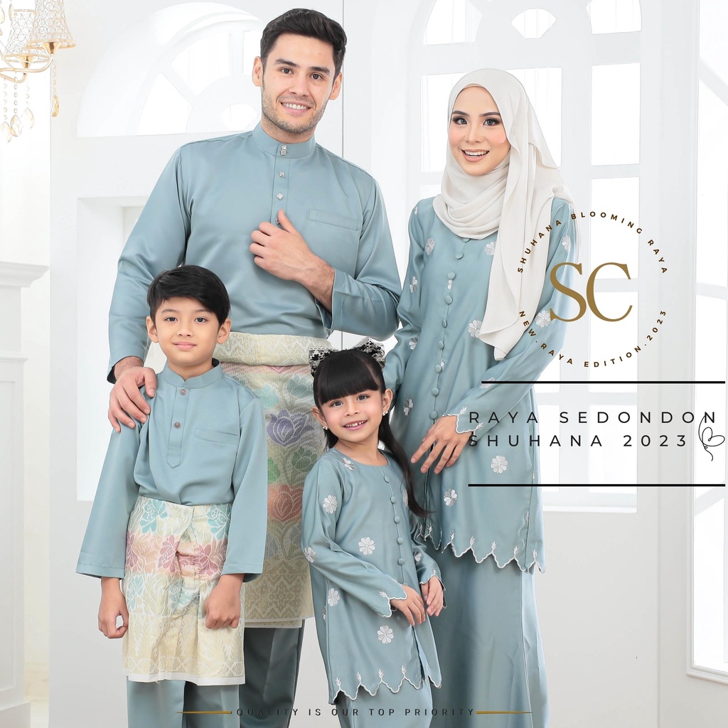 Baju Raya 2023 Sedondon Hana Suri Kebarung Baju Kurung Moden Set Family ...