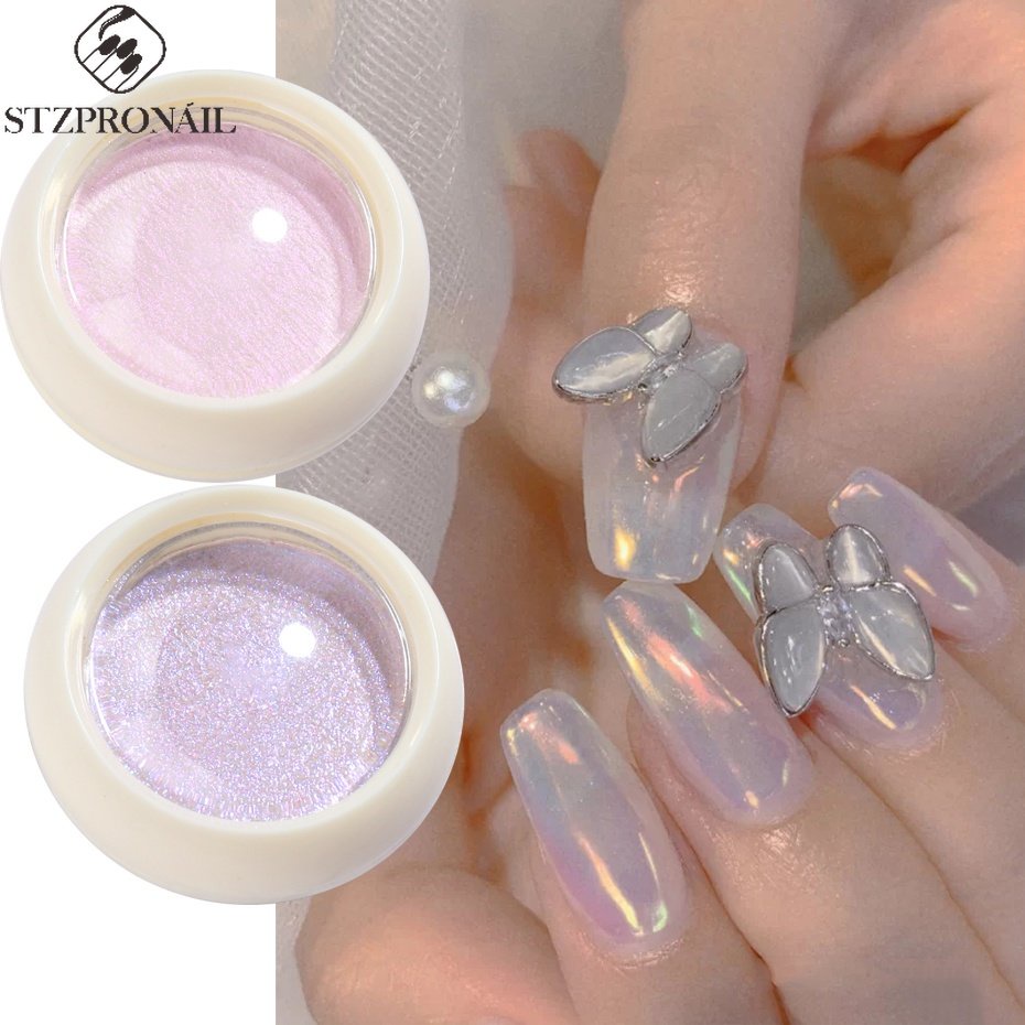 Holographic Mirror Nail Glitter Powder Sliver Pink Gold Red Two Colors ...