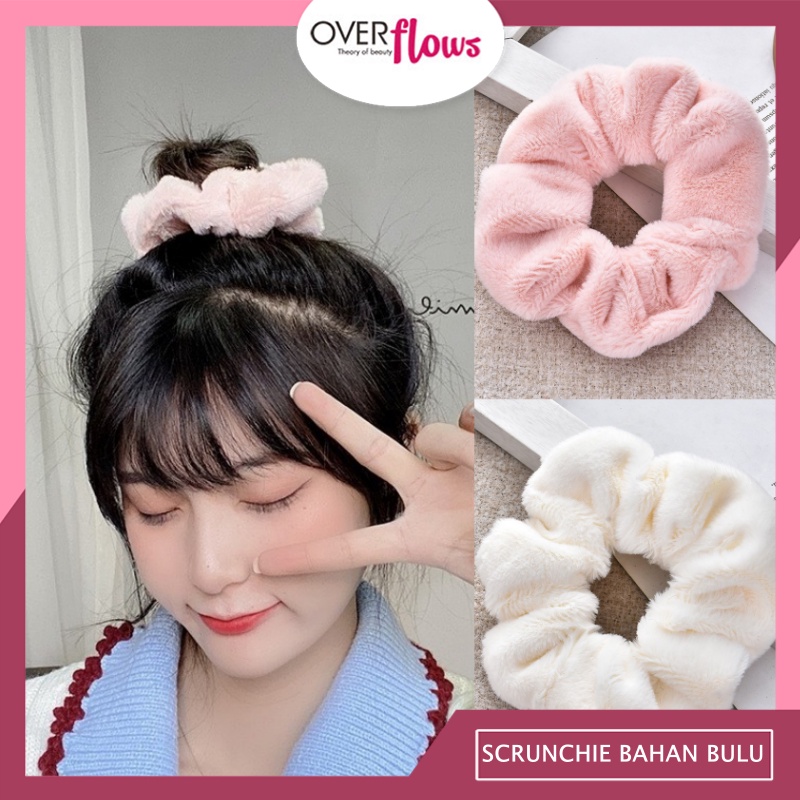 Overflows.id Soft Feather Hair Tie Rope Scrunchie Model Import Ala Korea | Shopee Malaysia