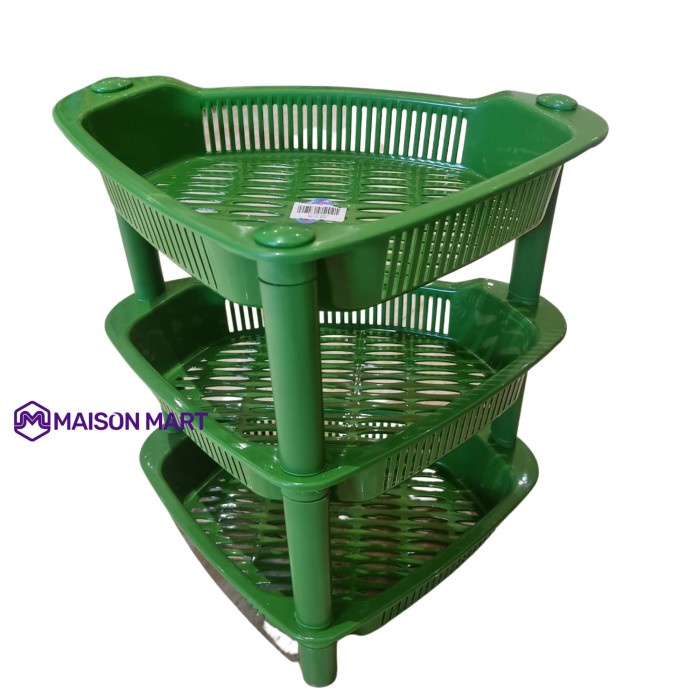 HIJAU Plastic Triangle Corner Shelf/3-Tier Triangle Shelf - Green ...