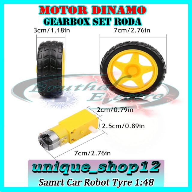 Dynamo Motor Gearbox Set Wheel Smart Car Robot Tire 1:48 Gear Ratio ...