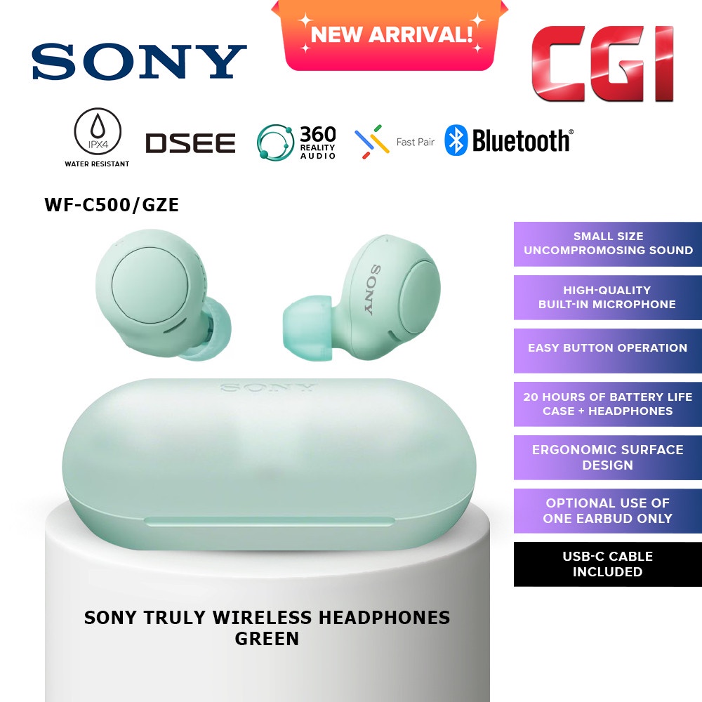Sony WF-C500/GZE Truly Wireless Headphones (Green) | Shopee Malaysia