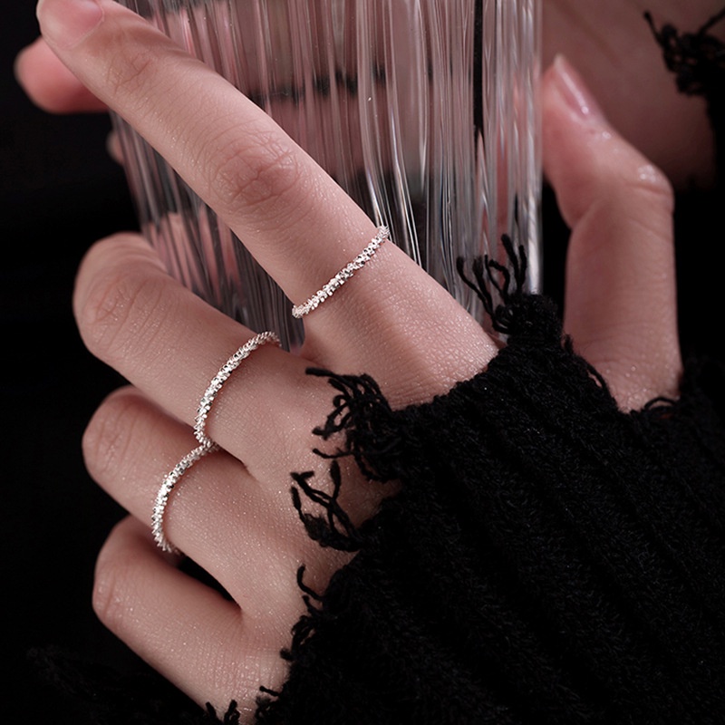 S925 sterling silver sparkling ring full of stars woman ring ins advanced feeling temperament ...