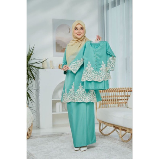 BAJU KEBAYA LABUH MODEN KEBARUNG LACE PLUS SIZE KURUNG SEDONDON IBU ...