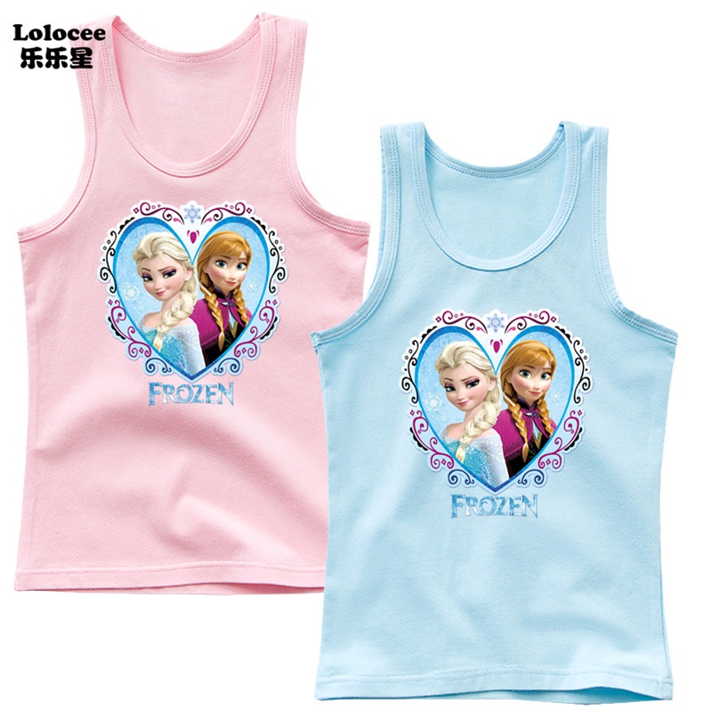 5 Colors Girls Frozen Princess Vest Cartoon Cotton Elsa Singlet Kids ...