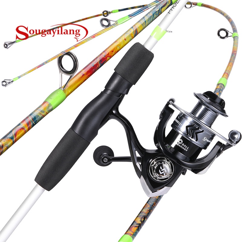 Sougayilang Fishing Reel Fishing Rod Set 1.68m Spinning Fishing Rod 2 ...