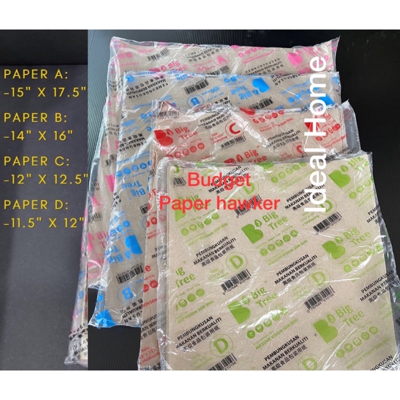 100pcs Hawker Paper/brown coklat/Kertas Minyk/ food packaging kraft ...