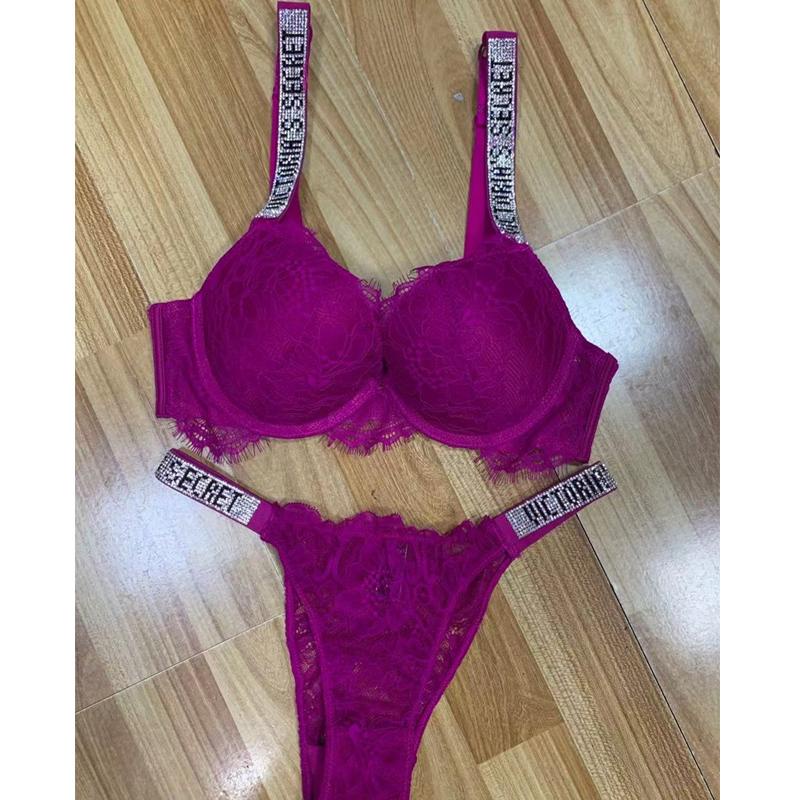 2022 New Sexy 3 4 Two Pieces Victoria Lace Lingerie Set Shopee Malaysia
