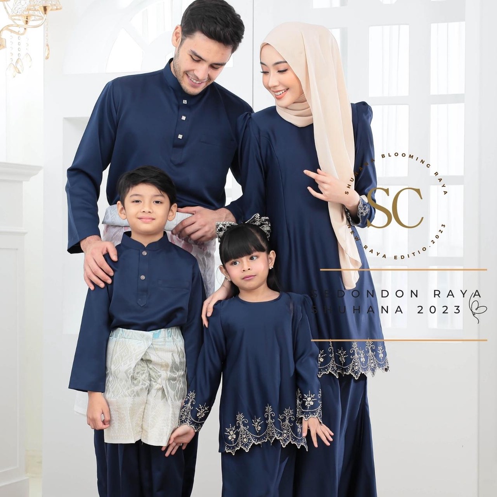 Baju Raya Sedondon 2023 Darkblue Clara & EL Isaac Baju Kurung Moden ...