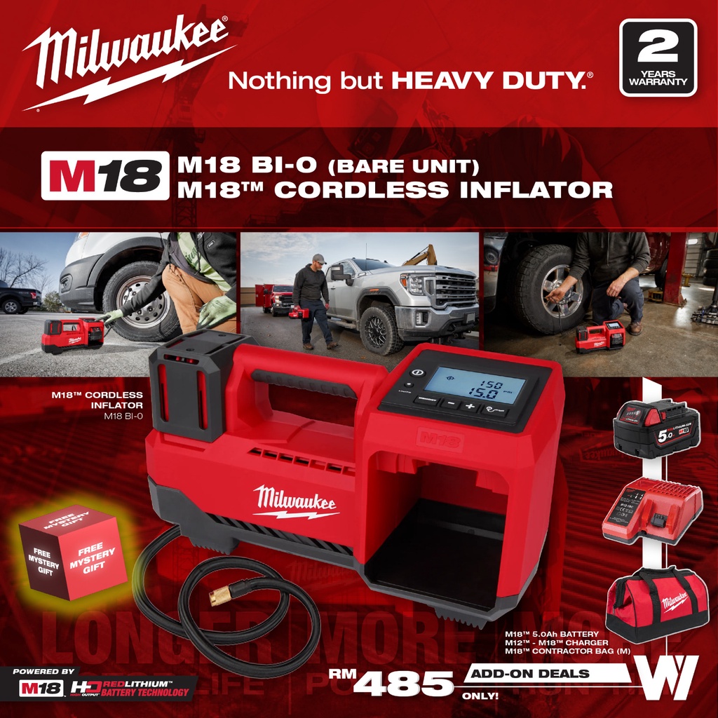 MILWAUKEE 18V CORDLESS TIRE INFLATOR - M18 BI-0 | Shopee Malaysia