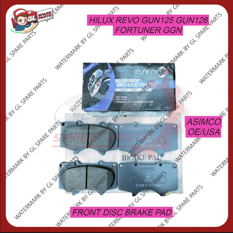 TOYOTA HILUX REVO GUN125 GUN126 FORTUNER GGN FRONT DISC BRAKE PAD OE ...