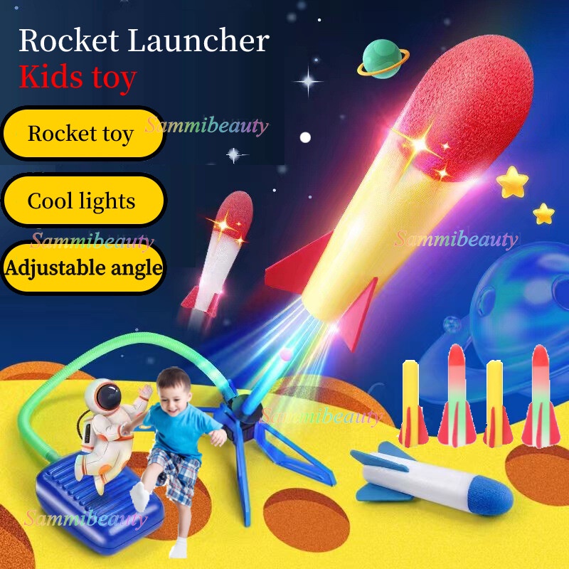 Kids Rocket Launcher Toys Jump Air Rocket Launcher With Light Flying ...