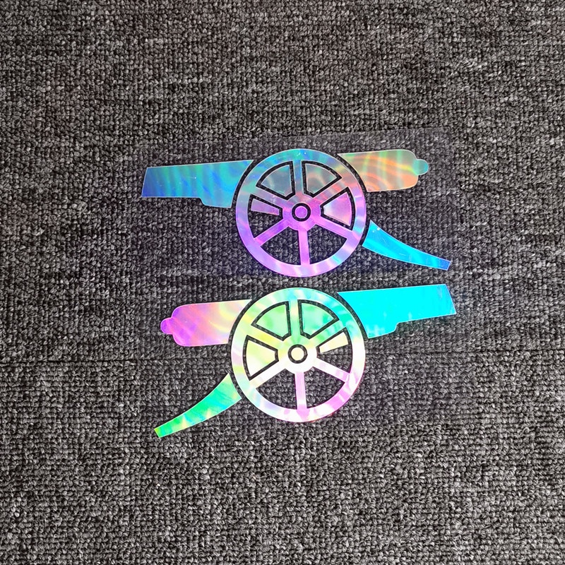 2PCS Car Stickers Arsenal Cannon Football Laser Reflective Decoration ...
