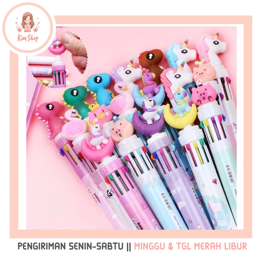 Kim SHOP - 10 Color Pens Cartoon Character Ballpoint Pens Ballpoint ...