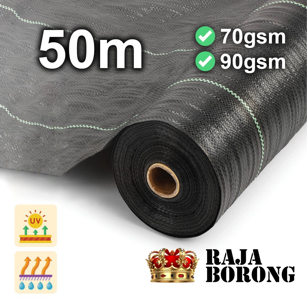 50m Weedmat weed mat 90gsm heavy duty Plastik Penutup / weedtex lebar ...