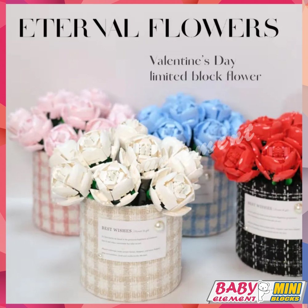 Girls Series Building Blocks Bouquet Romantic Rose Eternal Flower ...