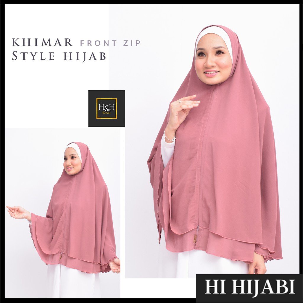 Hijab Veil Khimar Labuh Instant Moss crepe Plain Front Zip Premium ...