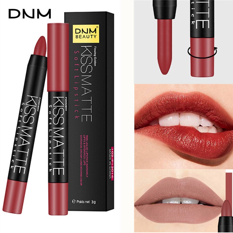 DNM Velvet Mist Matte Lipstick Pencil Rotation Lip Liner Lipstik Long ...