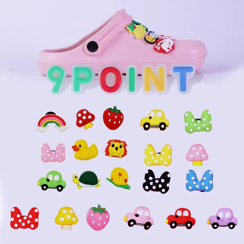 Cartoon Trolley Croc Pink Turtle Jibbits Rainbow Jibbitz Charm Bow ...