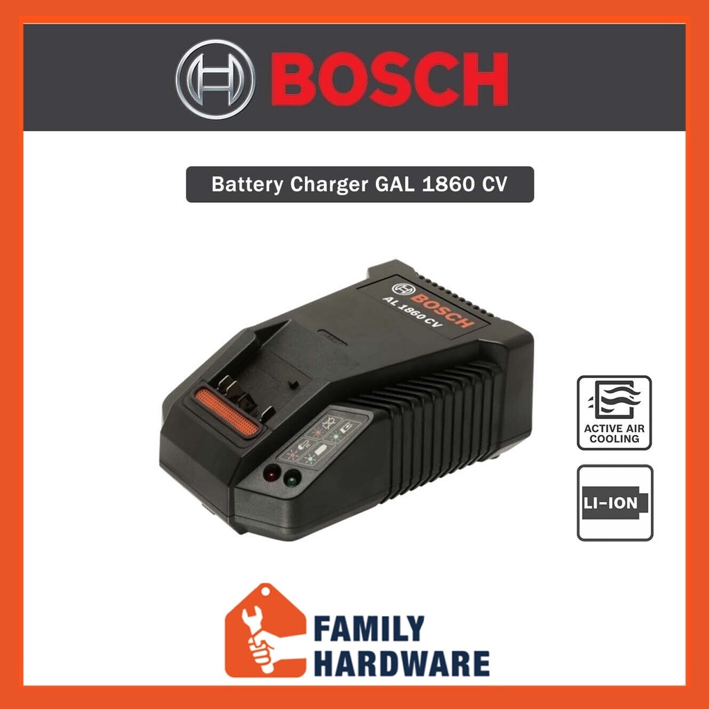 Bosch Battery Charger GAL 1860 CV 14,4v-18v GAL1860CV FAMILY HARDWARE ...