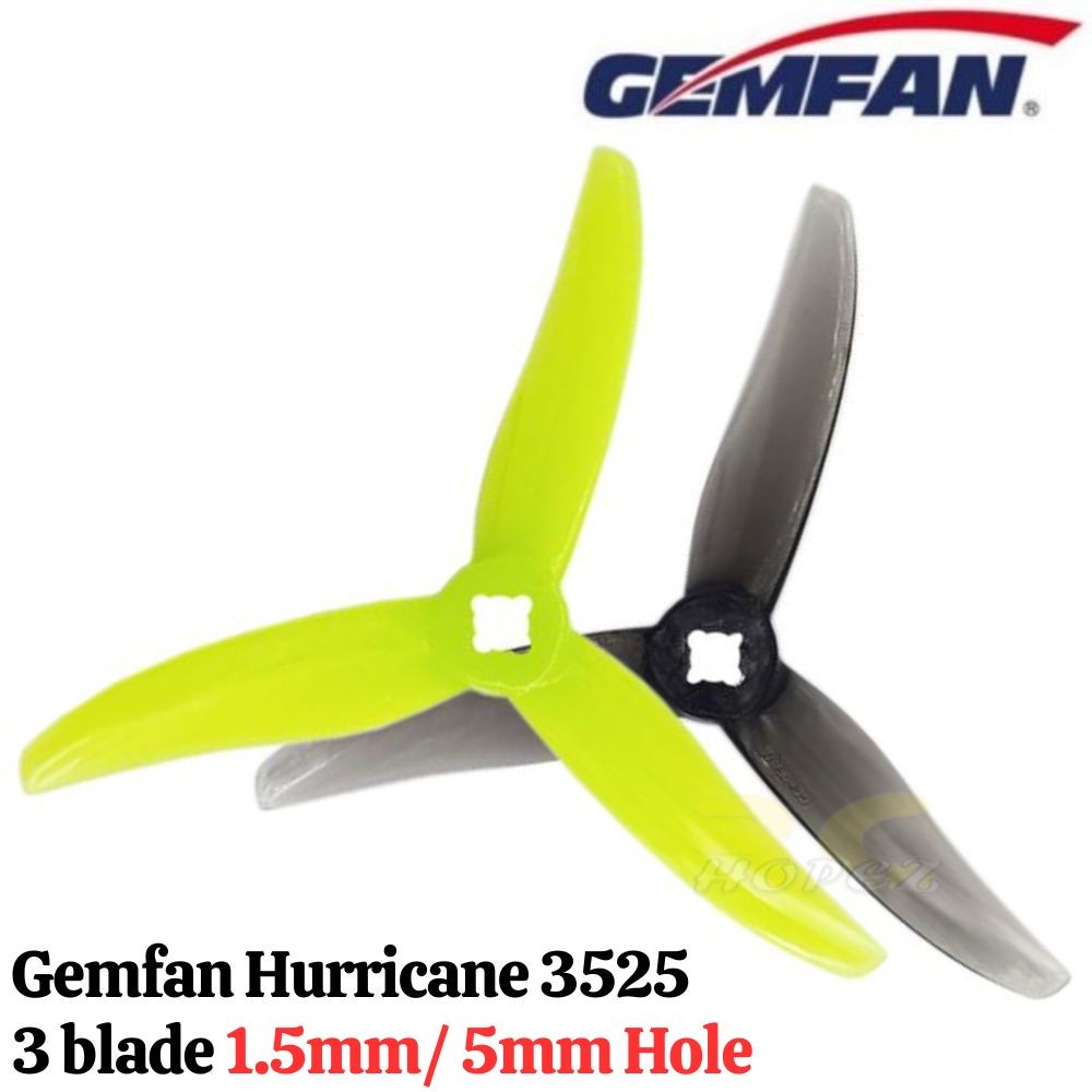 Gemfan Hurricane 3525 3-Blade 3.5 Inch M5 & T Mount 1.5mm Propeller (2 ...