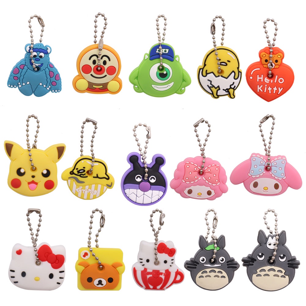 Famous Cartoon Hello Kitty Sanrio Key Cover Pikachu Silicone Key Chains ...