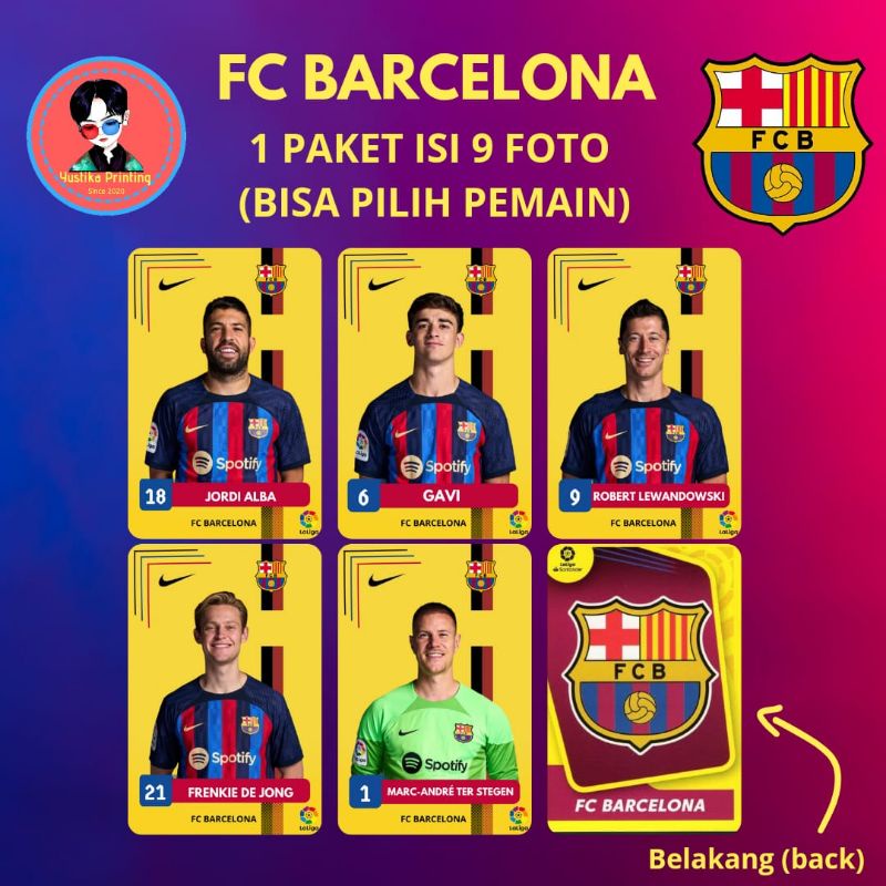 Fc Barcelona Football Card Photocard 2023 - Lewandowski Gavi Pedri ...