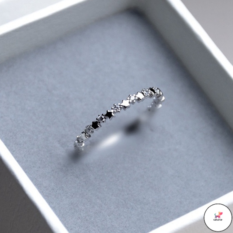WOW Cute Super Thin 925 Sterling Silver CZ Diamond Star Rings Wedding ...