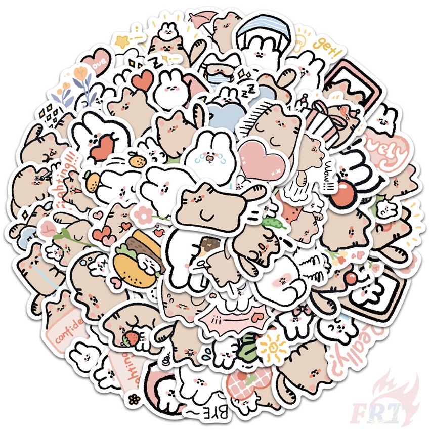 60Pcs/Set Q Funny Fat Cat & Rabbit Series 01 Stickers Fashion DIY ...