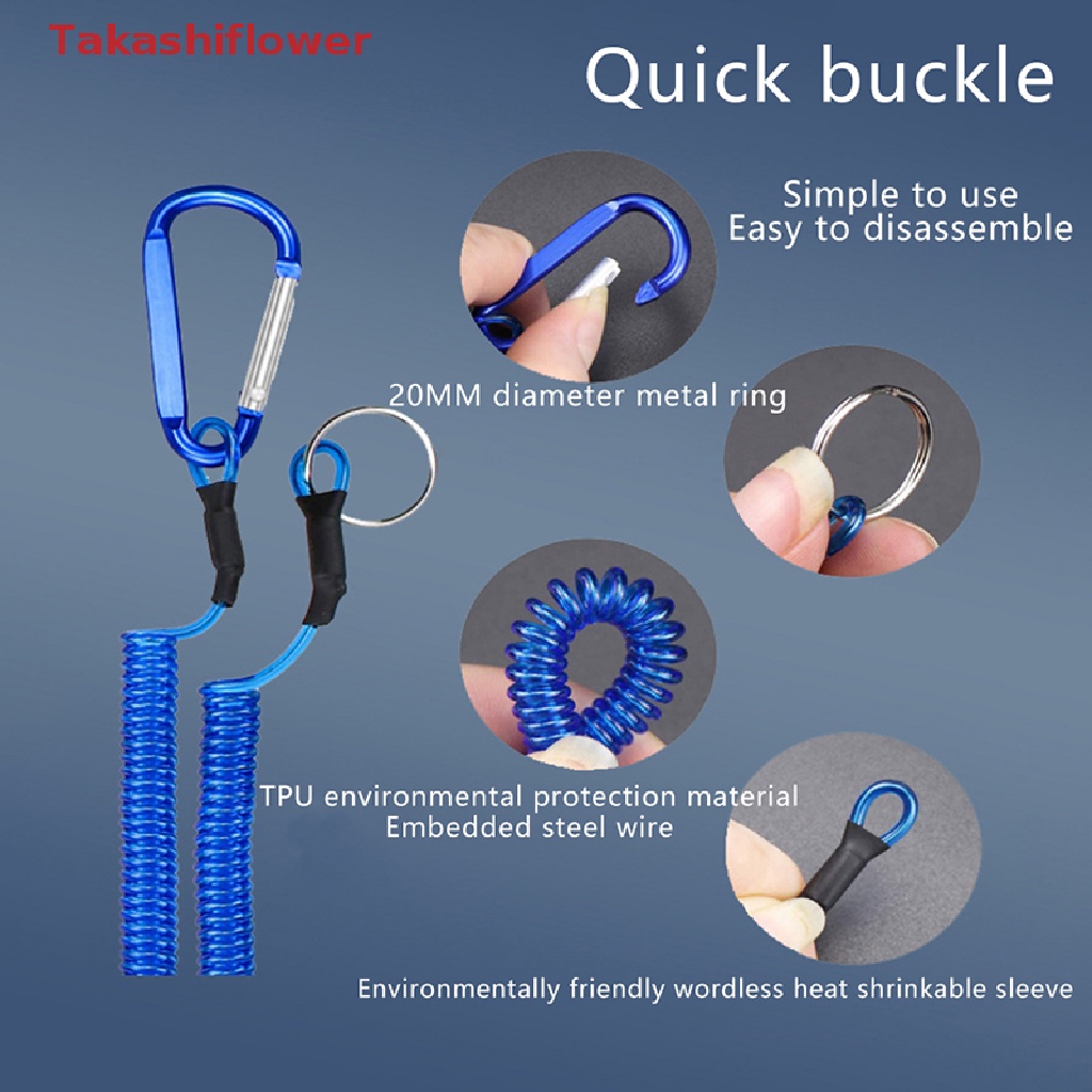 (Takashiflower) High Elastic Carabiner Wire Rope Keychain Anti-lost ...