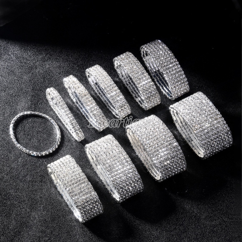 Rhinestone Bracelet 1-10 Rows Elastic Bracelet Bridal Wedding Jewelry Bracelet Student ...