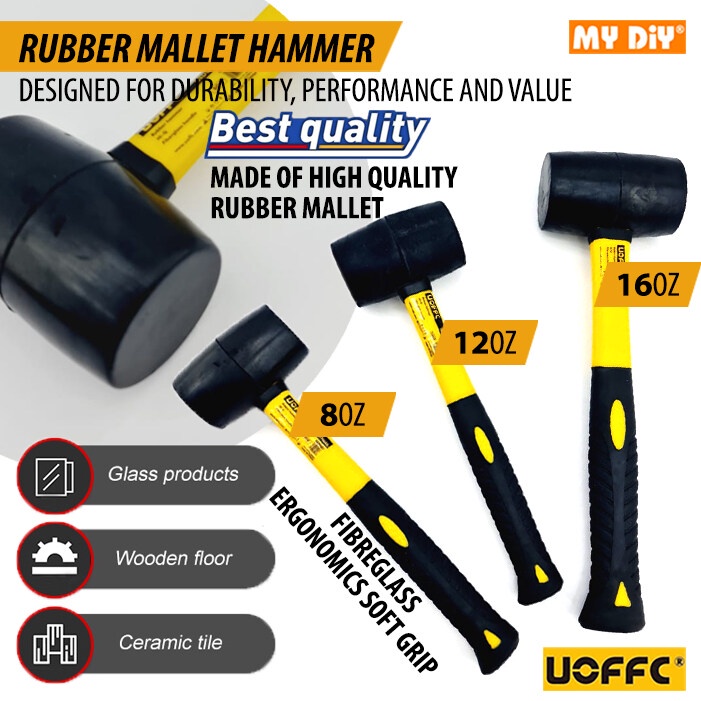 MYDIYHOMEDEPOT - UOFFC 8OZ 12OZ 16OZ Rubber Mallet Hammer Fiberglass ...