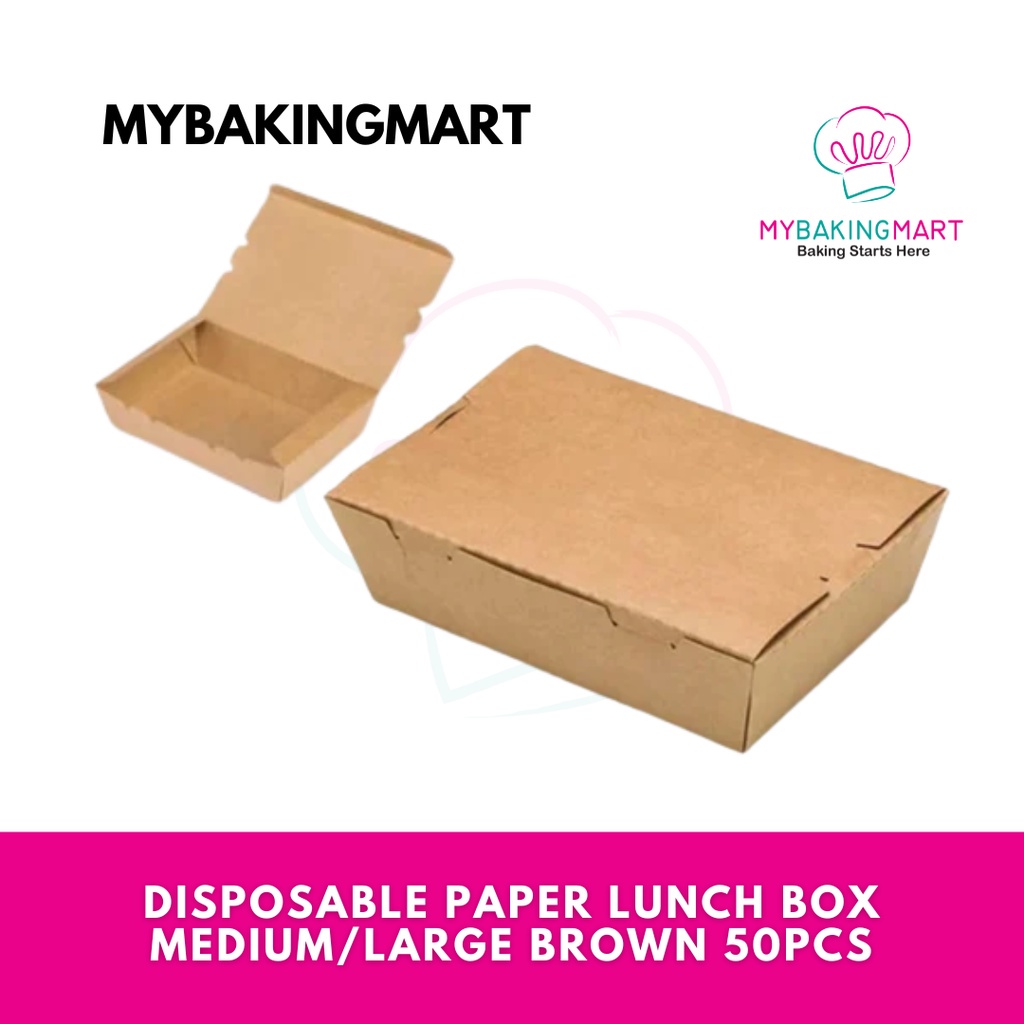 Paper Lunch Box Medium/Large Brown (50pcs±) - Disposable Paper Lunch ...