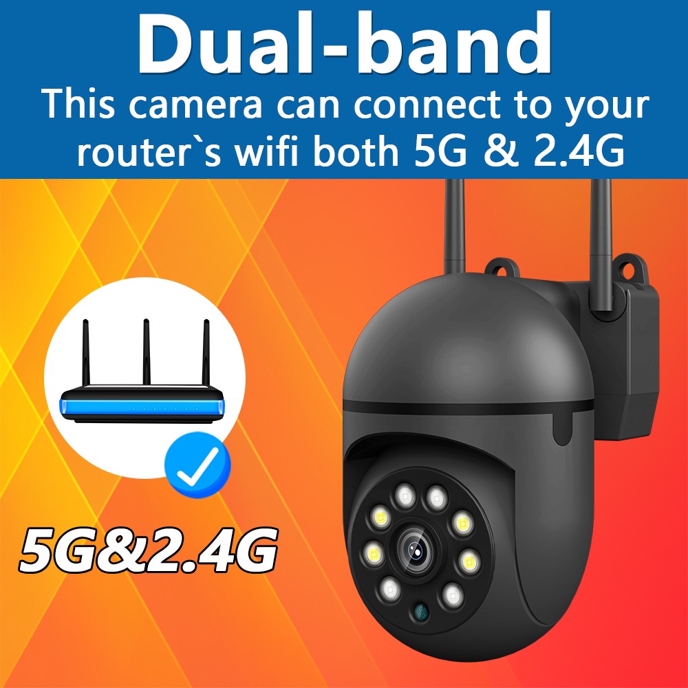 New Wireless IP Camera 5G HD 4MP 360 Black Waterproof Full Color Night ...