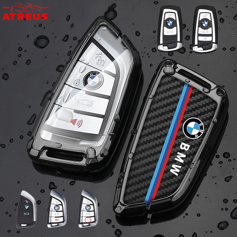 BMW Zinc Alloy Full Wrap Car Key Case Cover Carbon Fiber Leather Smart ...