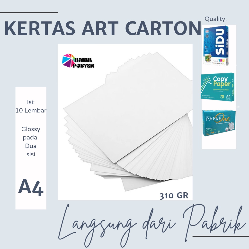 PUTIH Art Paper Carton Cardboard A4 Cardboard 210-310 Gsm Gram Contents ...