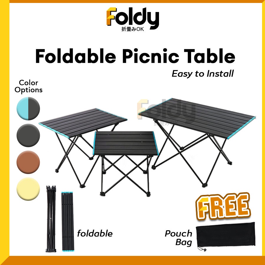 FOLDY Camping Foldable Table Meja Lipat Khemah Aluminium BBQ Picnic ...