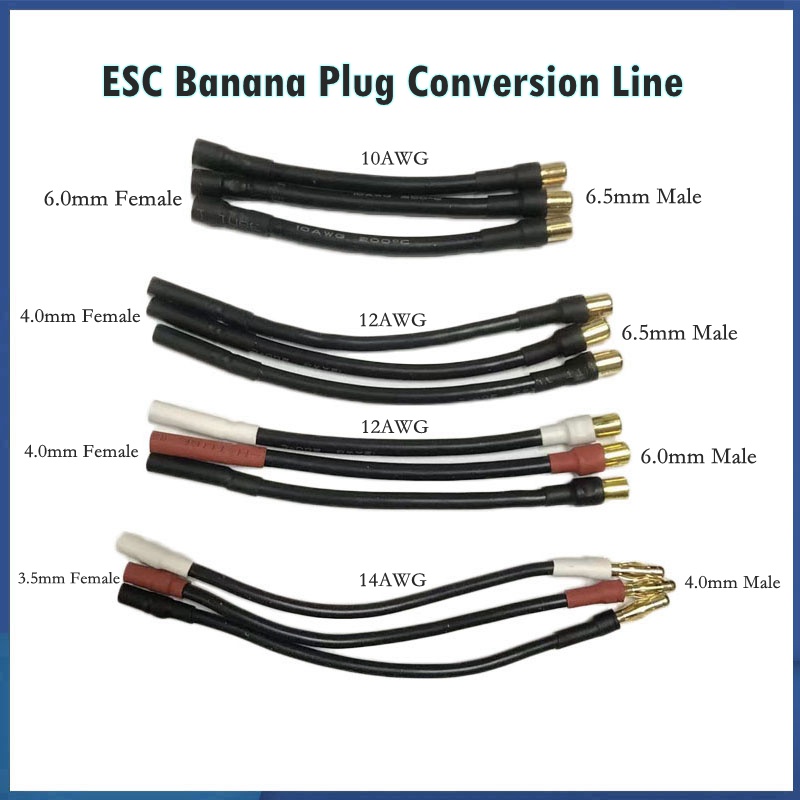 3 Pcs RC model banana plug conversion line ESC/Brushless Motor Plug ...