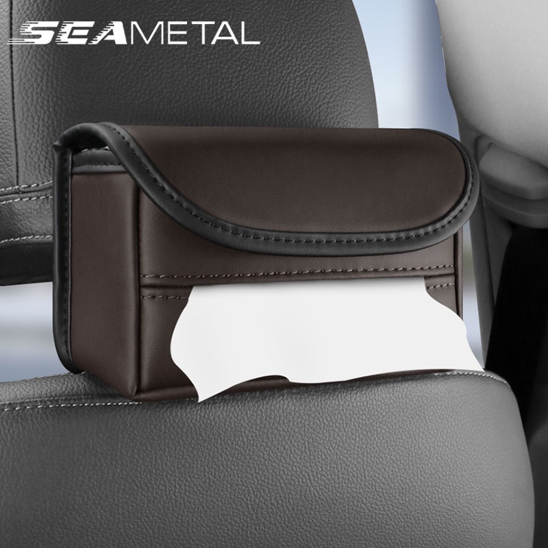 SEAMETAL Car Tissue Box Leather Tissue Holder Automobile Seat Back ...
